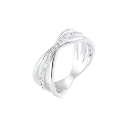 Elli Premium Damen Fingerring &raquo;Wickelring Blogger Kristalle 925 Silber&laquo; silber