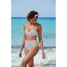 Venice Beach Damen B&uuml;gel-Bandeau-Bikini-Top &raquo;Camie&laquo; im coolen Streifenlook gr&uuml;n 34, Cup D