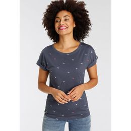 Kangaroos Damen Kangaroos Print-Shirt kurz&auml;rmelig, figurumspielend, mit Print, mit Rundhalsausschnitt blau 48/50