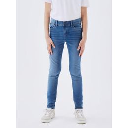 name it M&auml;dchen Skinny-fit-Jeans &raquo;NKFPOLLY SKINNY JEANS&laquo; aus bequemem Stretchdenim blau 146, N-Gr