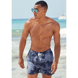 Venice Beach Herren Badeshorts &raquo;Mat&laquo; mit trendigem Batikdruck blau S (46/48), N-Gr