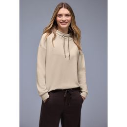 Street One Damen Street One Sweatshirt, mit Stehkragen und Kordelzug 40