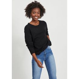 Vila Damen Rundhalspullover &raquo;VIRIL-O-PULLI&laquo; Feinstrick mit feinen Strickdetails schwarz XL