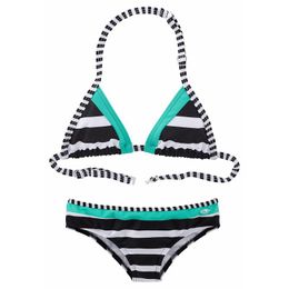 Kangaroos M&auml;dchen Kangaroos Triangel-Bikini &raquo;Anita Kids&laquo; mit Blockstreifen schwarz-wei&szlig; 122/128, N-Gr