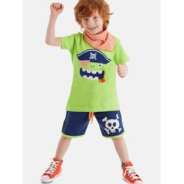 Denokids 3tlg. Set aus Bandana, T-Shirt, Shorts Jungen Gr&ouml;&szlig;e 122 hellgr&uuml;n