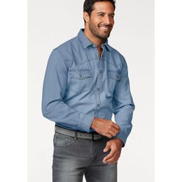 Arizona Herren Jeanshemd Western Stil blau 51/52 (5XL), N-Gr