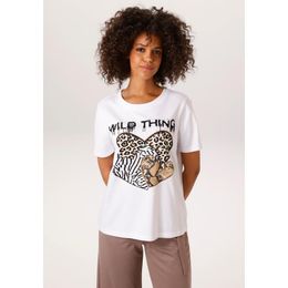 Aniston Casual Damen Aniston CASUAL T-Shirt mit Herzen, Animal-Drucken und Statement-Schriftzug - NEUE KOLLEKTION 32/34