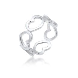 Elli Damen Fingerring &raquo;Bandring Herzen Symbol Cut-Out Trend 925er Silber&laquo; silber