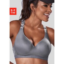 active by Lascana Lascana Active Damen LASCANA ACTIVE Sport-BH mit B&uuml;gel & eingearbeitetem Push-up-Kissen grau 75, Cup E