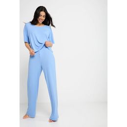 Lscn By Lascana Damen LSCN by LASCANA Pyjama Set, 2 tlg. mit kleiner Zierknopfleiste an der Hose blau 32/34