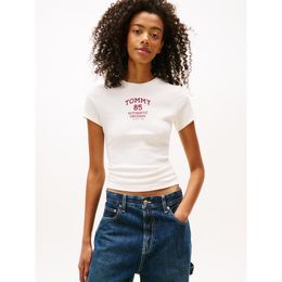 Tommy Jeans Damen Kurzarmshirt &raquo;TJW SLIM TOMMY 85 RIB SS TEE&laquo; in gerippter Struktur L (40)