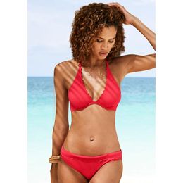 Lascana Damen Lascana B&uuml;gel-Bikini-Top &raquo;Scallop&laquo; mit gelaserter Wellenkannte rot 36, Cup B