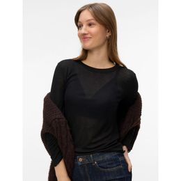 V&eacute;ro Moda Vero Moda Damen Langarmshirt &raquo;VMARIEL LS TOP JRS NOOS&laquo; Materialmix, gewellter Saum M