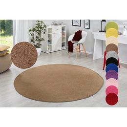 Hanse Home Teppich &raquo;Fancy&laquo; rund 7 mm H&ouml;he Kurzflor, Weich, Einfarbig, Wohnzimmer, Schlafzimmer, Esszimmer braun Kunstfaser