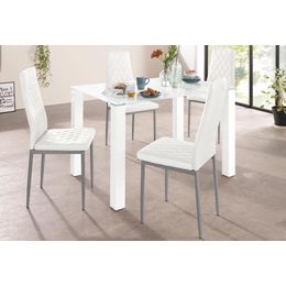 Essgruppe OTTO HOME, wei&szlig; (wei&szlig;, wei&szlig;,), B:120cm, Sitzm&ouml;bel-Sets, Essgruppe, Set: Glastisch, Breite 120 x 80 cm mit 4 St&uuml;hlen