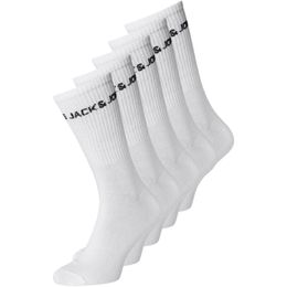 Jack & Jones Tennissocken JACK & JONES "JACBASIC LOGO TENNIS SOCK 5 PACK NOOS", Herren, wei&szlig;, Baumwollmischung, uni, Socken Tennissocken