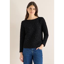 Cecil Damen Langarmshirtschwarz, Gr. XL, Web, 78% Baumwolle, 20% Polyester, 2% Elasthan, Shirts, mit Leoprint