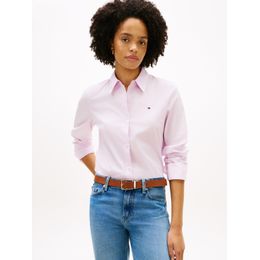 Shirtbluse Tommy Hilfiger "ESS POPLIN REGULAR SHIRT", Damen, Gr. 38, lila powder, Web, Obermaterial: 97% Baumwolle, 3% Elasthan, unifarben, regular fit Po-bedeckend, Blusen