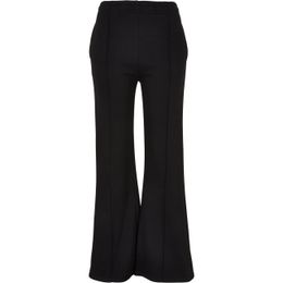 Jogginghose Urban Classics "Urban Classics Damen Ladies Flared Pin Tuck Terry Pants", Damen, Gr. 4XL, US-Gr&ouml;&szlig;en, schwarz, 65% Baumwolle, 35% Polyester, unifarben, relaxed fit, Hosen Jogginghose