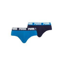 Slip Puma "Puma MEN EVERYDAY BRIEFS 2P", Damen, Gr. S, blau (blau, navy), Jersey, Obermaterial: 95% Baumwolle, 5% Elasthan, unifarben mit Farbeinsatz, eng, Unterhosen Slip, mit Logobund