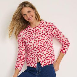 LANDS' END Cardigan aus Wimperngarn, Damen,  Pink, Baumwolle/Nylon, by Lands' End