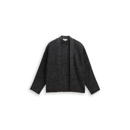 Tom Tailor Damen Cropped Cardigan mit Glitzer-Effekt, schwarz, Uni, Gr. L