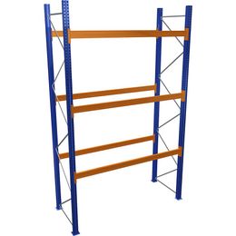 Schulte Palettenregal, blau/orange, HxBxT 4500 x 2700 x 1100 mm, Fachlast 3072 kg, Grundregal