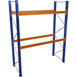 Schulte Palettenregal, blau/orange, HxBxT 3500 x 2700 x 1100 mm, Fachlast 3072 kg, Grundregal