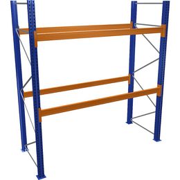 Schulte Palettenregal, blau/orange, HxBxT 3000 x 2700 x 1100 mm, Fachlast 2463 kg, Grundregal