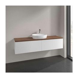 Villeroy & Boch Villeroy und Boch Antao Waschtisch-Unterschrank L36052MT mit Beleuchtung, 2 Ausz&uuml;ge, 1600 x 360 x 500 mm, Front ohne Struktur, White Matt Lacquer / Warm Walnut