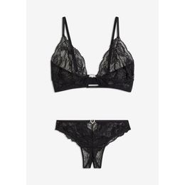 bonprix Bralette und String ouvert (2-tlg.Set), schwarz