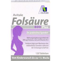 Avitale Fols&auml;ure 800 Plus B12+Jod Tabletten 120 St