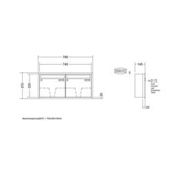 Renz Eckrahmen Unterputz Briefkastenanlage 2-fach RAL7016