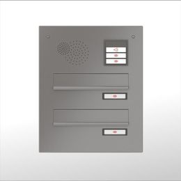 2er Renz Mauerdurchwurf Briefkastenanlage mit Sprechsieb (T: 26,5-41 cm) RAL7016