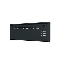 JU Avantgarde Aufputzbriefkastenanlage 3 fach mit Sprechsieb NOVA in RAL 9007 Graualuminium