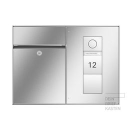 RENZ Plan Unterputz Briefkasten 3x Gira 106 in V4A Edelstahl Infomodul mit Gravur, T&uuml;rstationsmodul mit 1 RT Kunststoff beleuchtet, Blindmodul