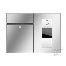 RENZ Plan Unterputz Briefkasten 3x Gira 106 in V4A Edelstahl Blindmodul,T&uuml;rstationsmodul mit 1 RT Edelstahl mit Gravur, Anzeigemodul mit Audio-