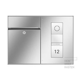 RENZ Plan Unterputz Briefkasten 3x Gira 106 in V4A Edelstahl Sprachmodul, Klingelmodul 1 Ruftaste Kunststoff beleuchtet, Infomodul mit Gravur + Gravur