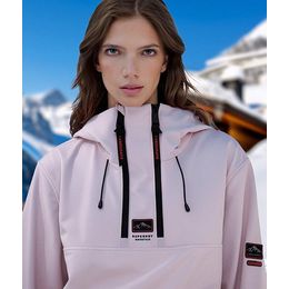 Superdry Damen Gedrucktes Logo Freestyle Softshell Ski Hoodie, Hellrosa - Gr&ouml;&szlig;e: L 2082321100082HH0003