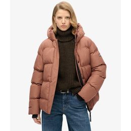 Superdry Damen Mittellange Sport-steppjacke mit Kapuze Braun - Gr&ouml;&szlig;e: 36 20822185005902TP030