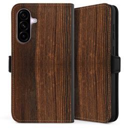 DeinDesign Galaxy A36 5G Handy Klapph&uuml;lle Handyh&uuml;lle aus Kunst Leder schwarz Flip Case Wood Nut Tree Wooden Look Sideflip mit Lasche