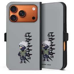 DeinDesign iPhone 17 Pro Handy Klapph&uuml;lle Handyh&uuml;lle aus Kunst Leder schwarz Flip Case Kakashi Official Licensed Product Naruto Shippuden Sideflip mit Lasche