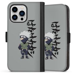 DeinDesign iPhone 13 Pro Handy Klapph&uuml;lle Handyh&uuml;lle aus Kunst Leder schwarz Flip Case Official Licensed Product Naruto Shippuden Kakashi Sideflip mit Lasche