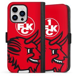 DeinDesign iPhone 13 Pro Handy Klapph&uuml;lle Handyh&uuml;lle aus Kunst Leder schwarz Flip Case Devil 1. Fc Kaiserslautern 1. Fck Sideflip mit Lasche