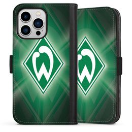 DeinDesign iPhone 13 Pro Handy Klapph&uuml;lle Handyh&uuml;lle aus Kunst Leder schwarz Flip Case Sv Werder Bremen Coat Of Arms Official Licensed Product Sideflip mit 