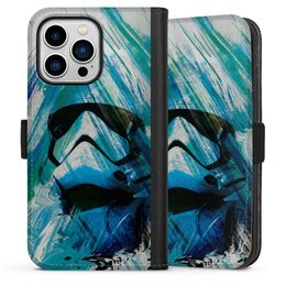 DeinDesign iPhone 13 Pro Handy Klapph&uuml;lle Handyh&uuml;lle aus Kunst Leder schwarz Flip Case Colourful Stormtrooper Star Wars Sideflip mit Lasche