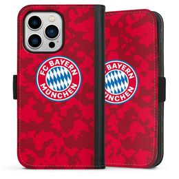 DeinDesign iPhone 13 Pro Handy Klapph&uuml;lle Handyh&uuml;lle aus Kunst Leder schwarz Flip Case Camouflage Fcb Fc Bayern M&uuml;nchen Sideflip mit Lasche
