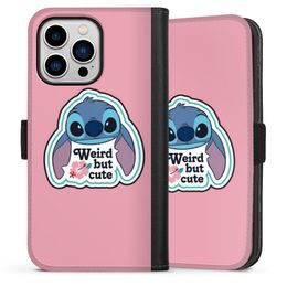 DeinDesign iPhone 13 Pro Handy Klapph&uuml;lle Handyh&uuml;lle aus Kunst Leder schwarz Flip Case Lilo & Stitch Disney Sayings Sideflip mit Lasche