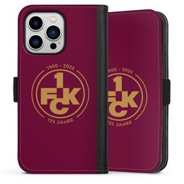 DeinDesign iPhone 13 Pro Handy Klapph&uuml;lle Handyh&uuml;lle aus Kunst Leder schwarz Flip Case 125 Jahre 1. Fc Kaiserslautern 1. Fck Sideflip mit Lasche