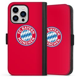 DeinDesign iPhone 13 Pro Handy Klapph&uuml;lle Handyh&uuml;lle aus Kunst Leder schwarz Flip Case Fc Bayern M&uuml;nchen Fcb Logo Sideflip mit Lasche